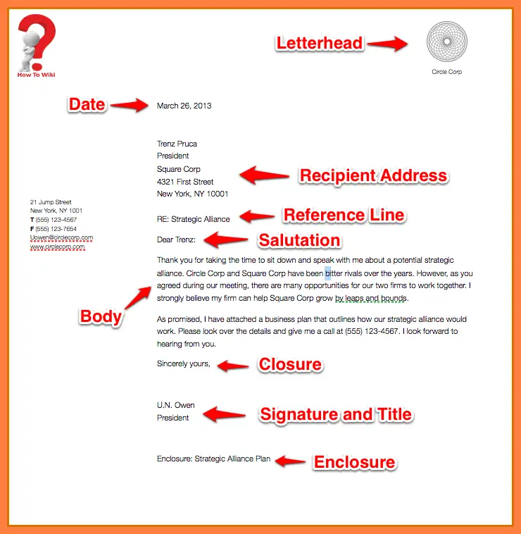 How To Write A Business Letter For A Company With Example HowToWiki