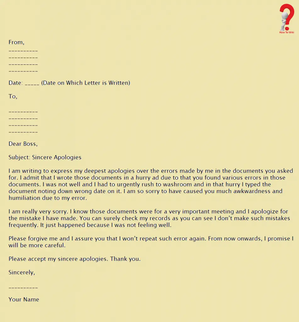 How To Write Apology Letter To Boss With Example & Sample - Templates ...