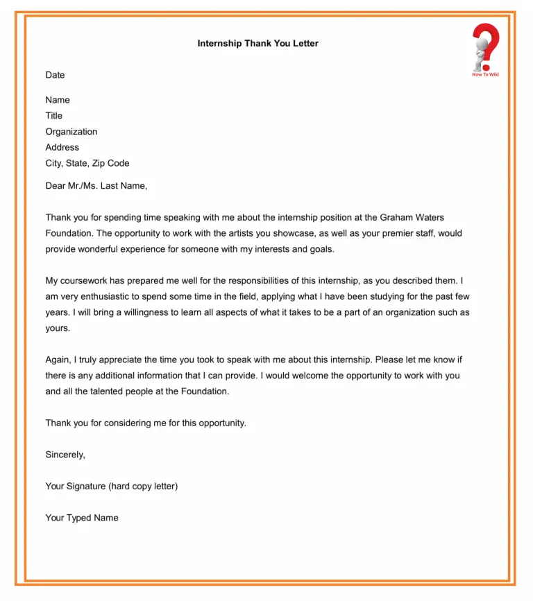 How To Write Thank You Letter Template For Internship | HowToWiki