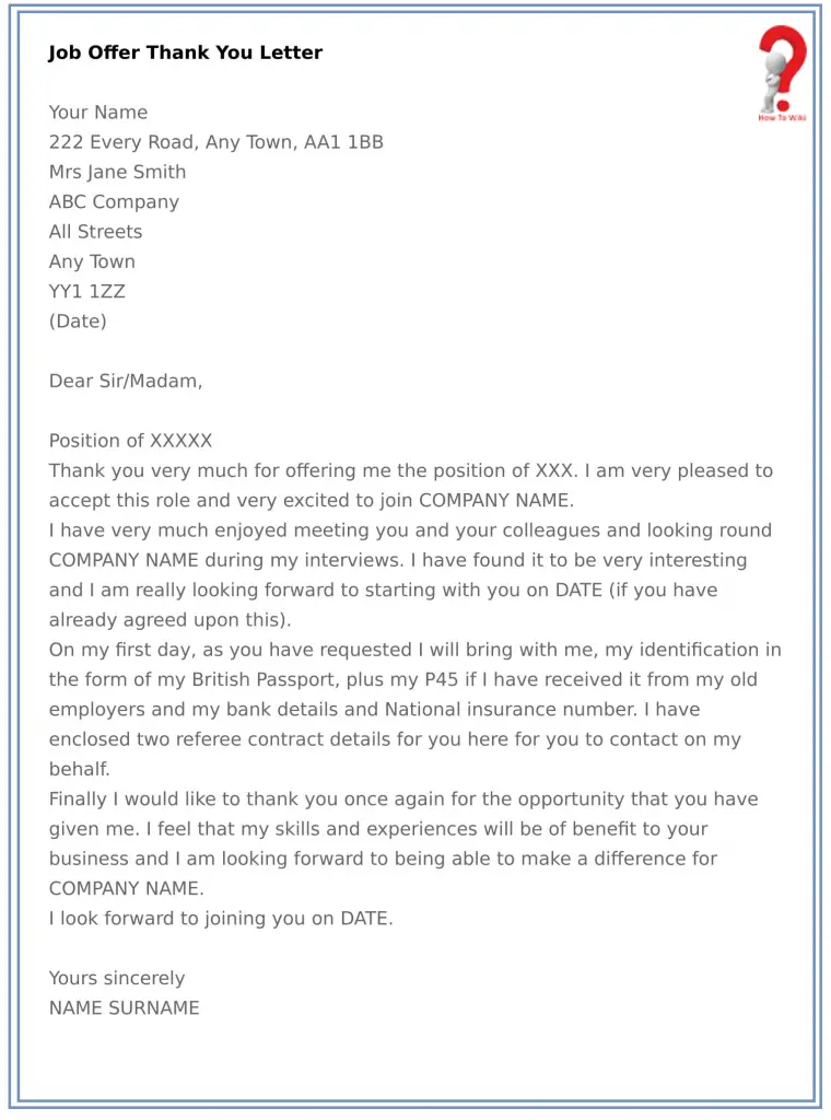 How To Write Thank You Letter For Job | HowToWiki