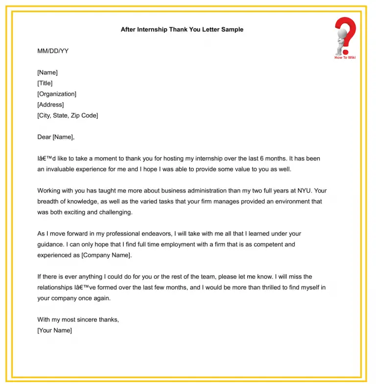 How To Write Thank You Letter Template For Internship | HowToWiki