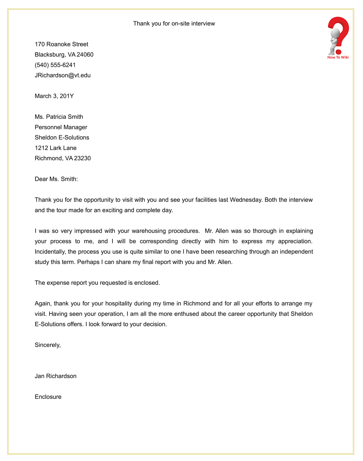 How To Write Thank You Letter Template After Interview 