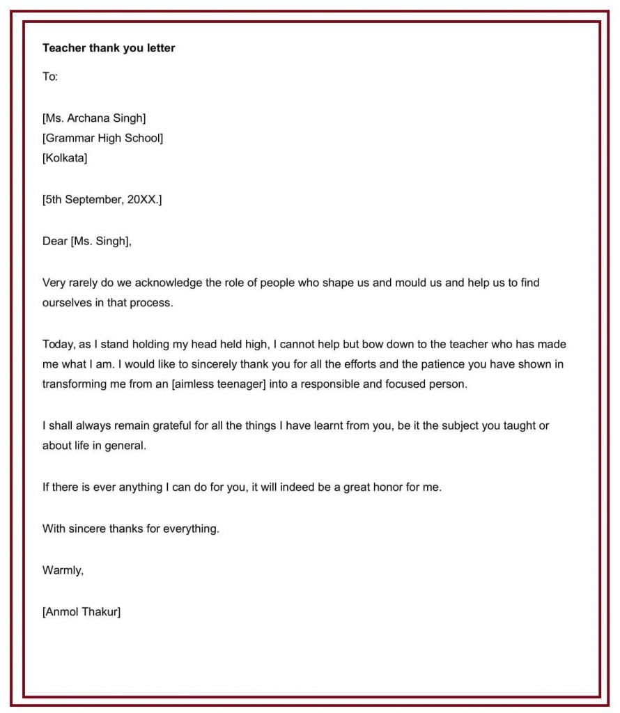 How To Write Thank You Letter To Teacher | HowToWiki