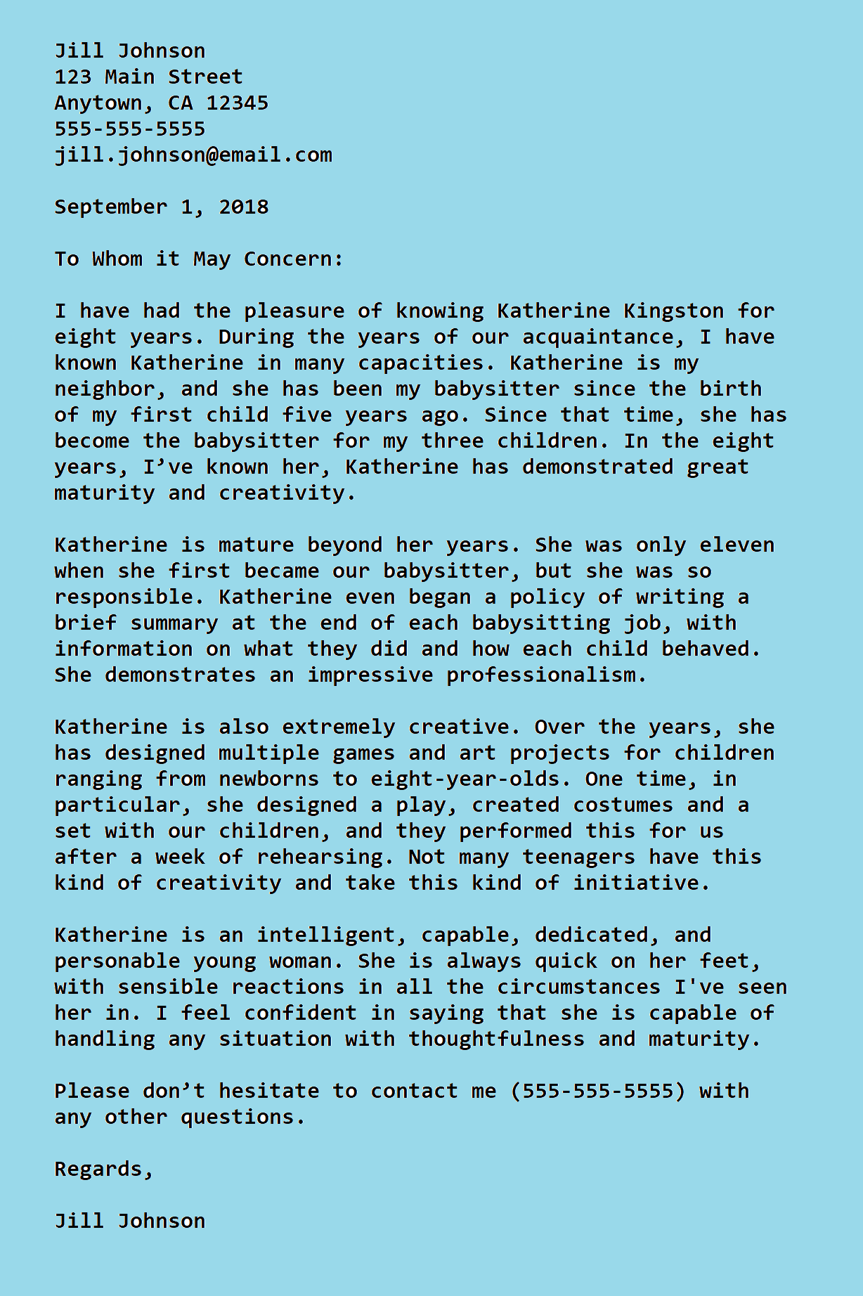 Character Reference Letter Example For Friend Cover Letter