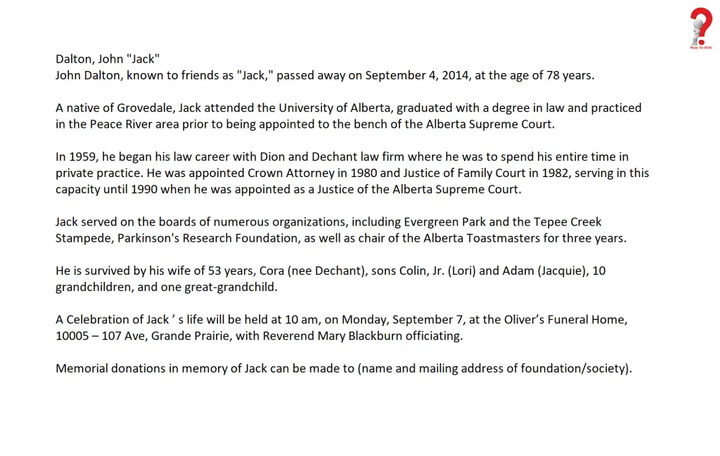 How To Write An Obituary Template In Simple Steps | HowToWiki