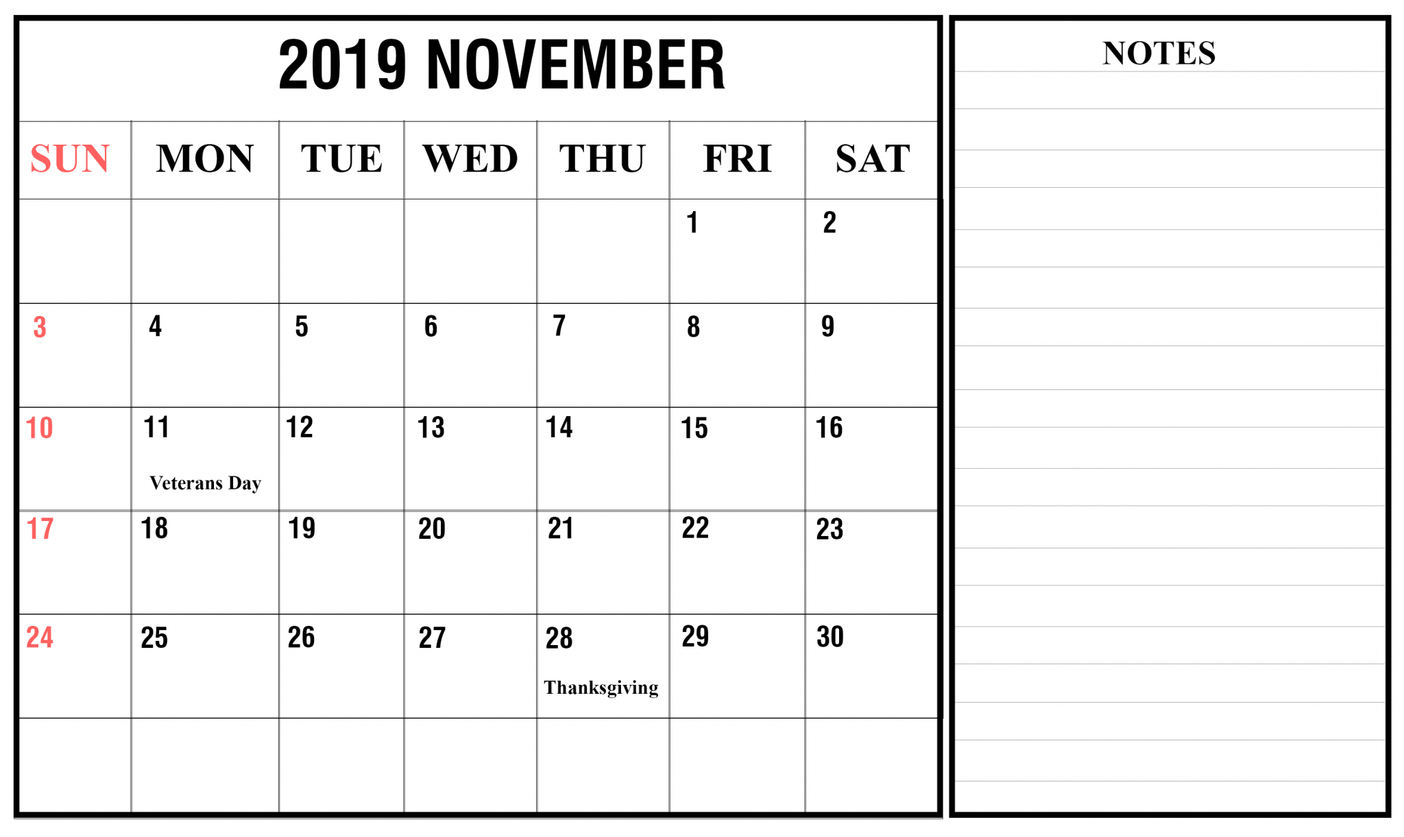 How To Schedule Your Month With November 2019 Printable Calendar ...