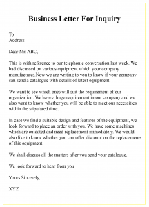 Top Tips To Write Business Letter For Inquiry | Business Inquiry ...