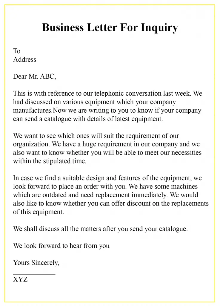 Top Tips To Write Business Letter For Inquiry Business Inquiry